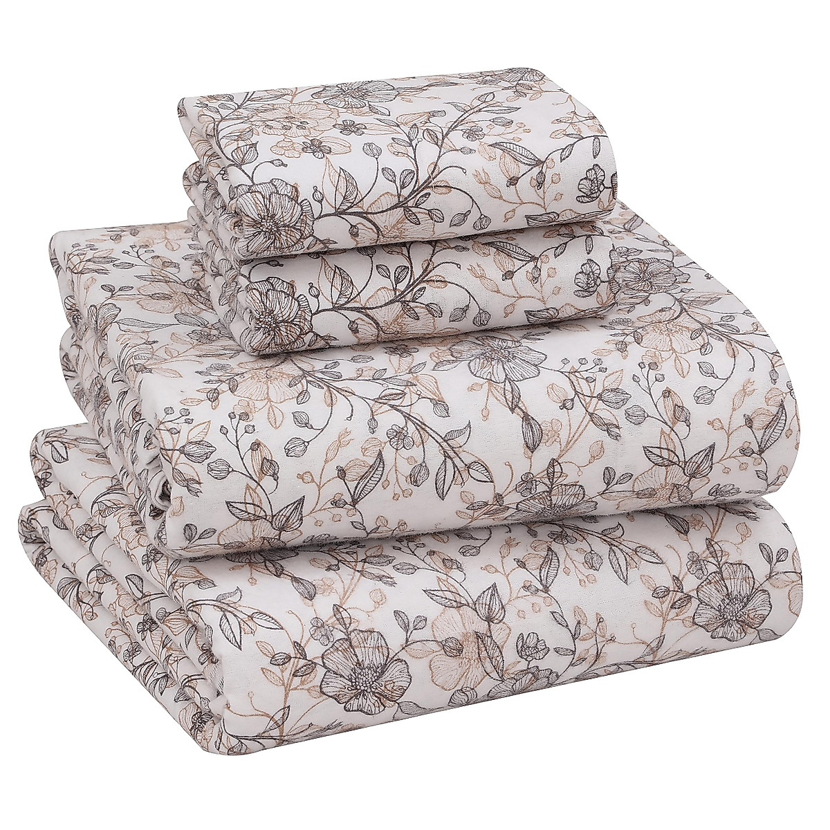 RUVANTI Flannel Sheets Queen Size - 100% Cotton Brushed Flannel Bed Sheet Sets - Deep Pockets 16 Inches - All Seasons Breathable & Super Soft - Warm & Cozy - 4 Pcs - Shallow