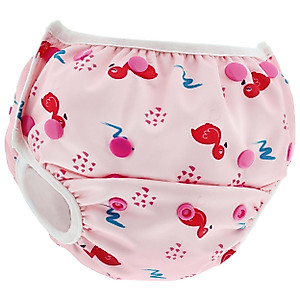 Acorn Baby Swim Diaper - Pink Flamingo Size 0-5 Adjustable Toddler and Baby Swimming Diaper Reusable Swimmers