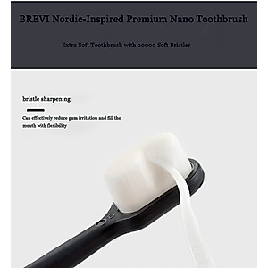 lkujiop Nordic-Inspired Premium Nano Toothbrush, Adult Extra Soft Toothbrush with 20000 Soft Bristles, Micro Nano Toothbrushes for Protect Sensitive Gums and Teeth (Black+White-Flat Head)