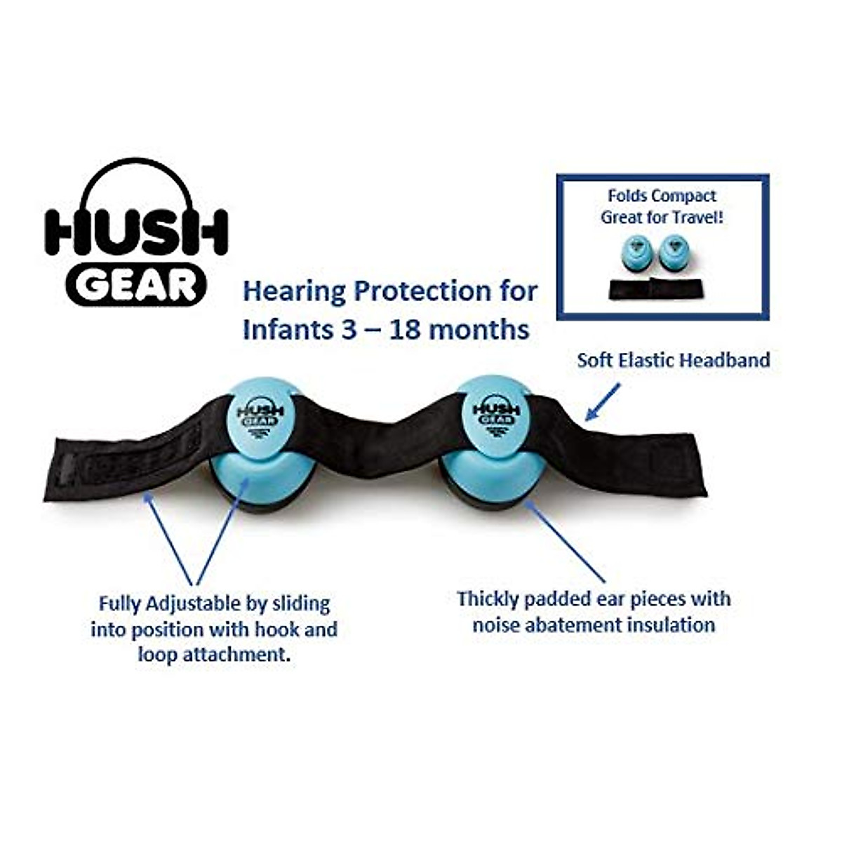 Mommy's Helper Hush Gear Noise Cancelling Headphones for Infants Ear Protection, Blue