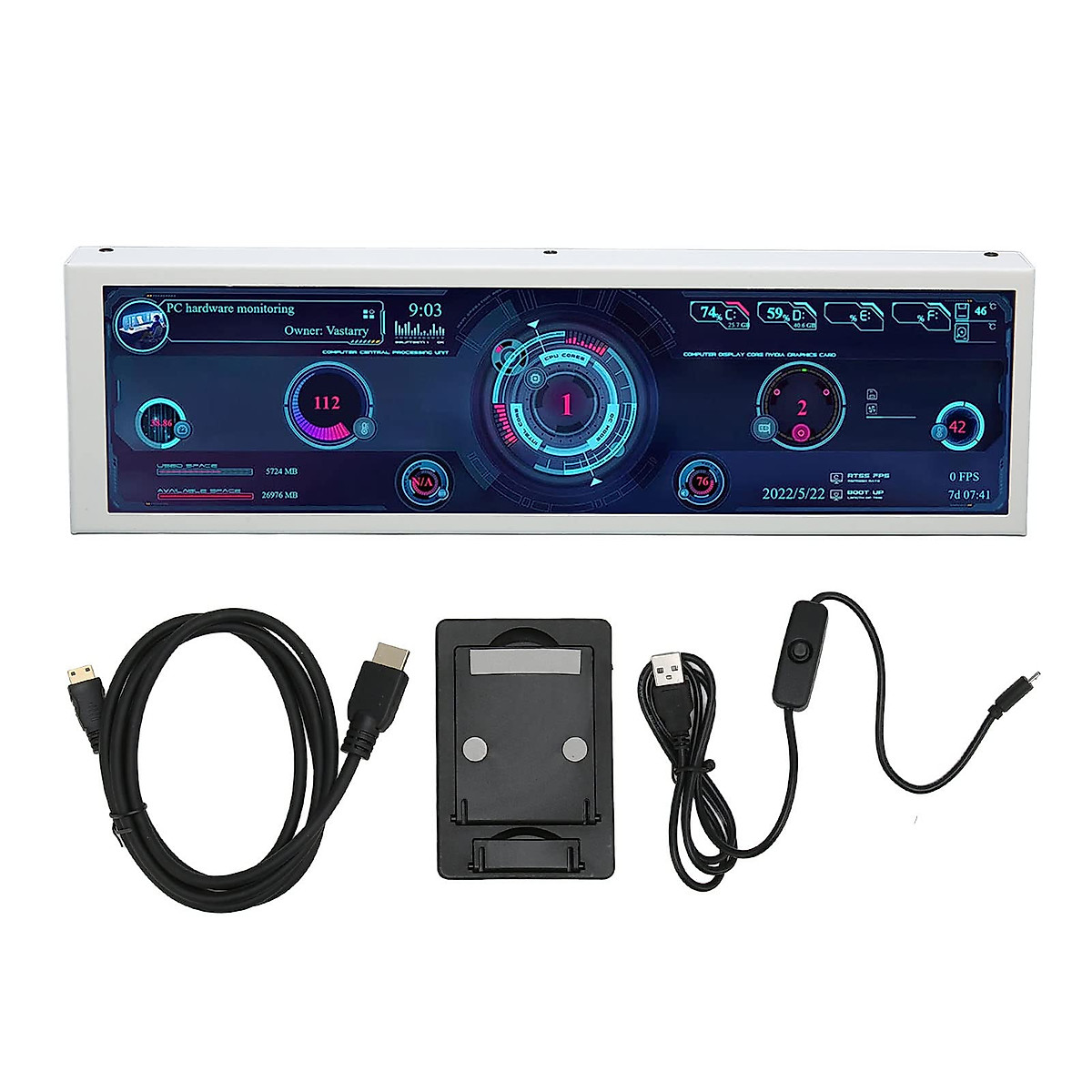 8.8Inch Display Computer Temp Monitor, CPU Hardware External Expansion Display High Resolution Screen Data Monitor for Computer Case PC , PC Sensor Panel Secondary Screen