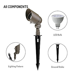 4W LED Landscape Lighting Landscape Lights Spotlights GL103-BZLED8 AC/DC 12V Low Voltage Warm White Waterproof for Driveway,Yard, Lawn,Patio,Walls,Trees,Flags,Outdoor Light (Bronze, 8 Pack)