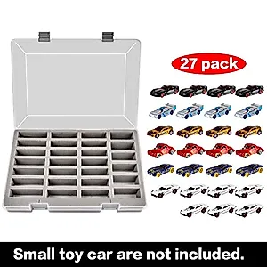 FULLCASE Case Compatible with Hot Wheels Cars Gift Pack. Toy Cars Organizer Storage Container Holds for Hotwheels Car 27pcs. Display Carrying Holder with 4 Size of Slots (Box Only)
