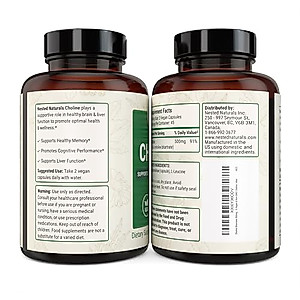 Nested Naturals Choline Bitartrate 500mg | High Potency Choline Supplements | Supports Cognitive Performance & Liver Function | 100% Vegan & Non-GMO Choline | 90 Vegan Capsules
