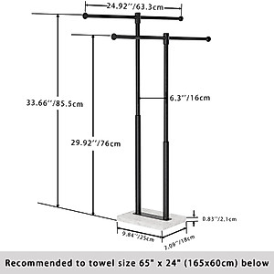 Standing Towel Rack, BETHOM Towel Racks for Bathroom Freestanding with Marble Base, 2-Tier Floor Towel Rack, Double-T Shape Free Standing Towel Rack for Bath Towels, Black