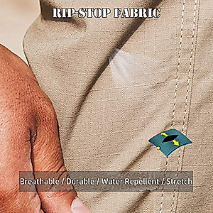 CARWORNIC Men's Outdoor Tactical Pants Rip-Stop Lightweight Stretch Military Cargo Work Hiking Pants Army Green