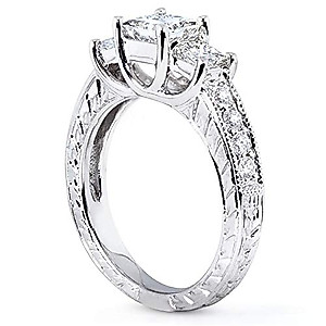Kobelli Princess Diamond Wedding Ring Set 1 7/8 carats (ctw) in 14K White Gold (3 Piece Set), Size 8.5, White Gold