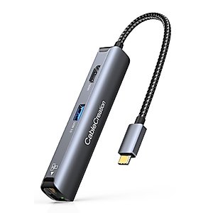 USB C Hub Multiport Adapter, CableCreation 5-in-1 USB C Adapter Aluminum Shell with 4K HDMI, 1Gbps Ethernet, 3 USB 3.0 Ports for MacBook Pro/Air 2020/2019, iPad Pro 2020, Surface Go, XPS