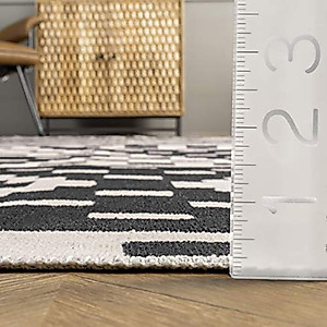 nuLOOM Chiara Machine Washable Modern Geometric Area Rug, 4' x 6', Black