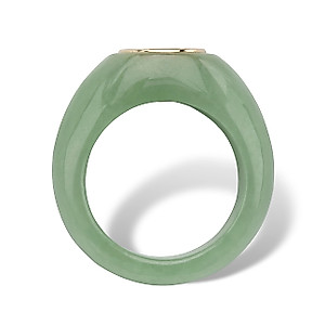 PalmBeach Jewelry 10k Yellow Gold Genuine Green Jade "Longevity" or Black or Green Jade "Fortune" Ring (8mm) Size 8