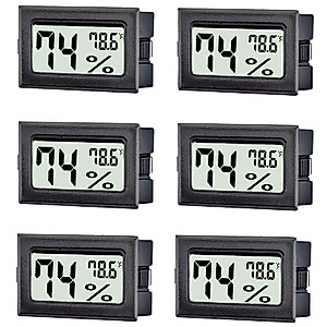 TASOGEN 6 Pack Mini Digital Thermometer Hygrometer,Indoor Temperature and Humidity Gauge Meter Monitor Fahrenheit (℉) for Home,Greenhouse,Jars