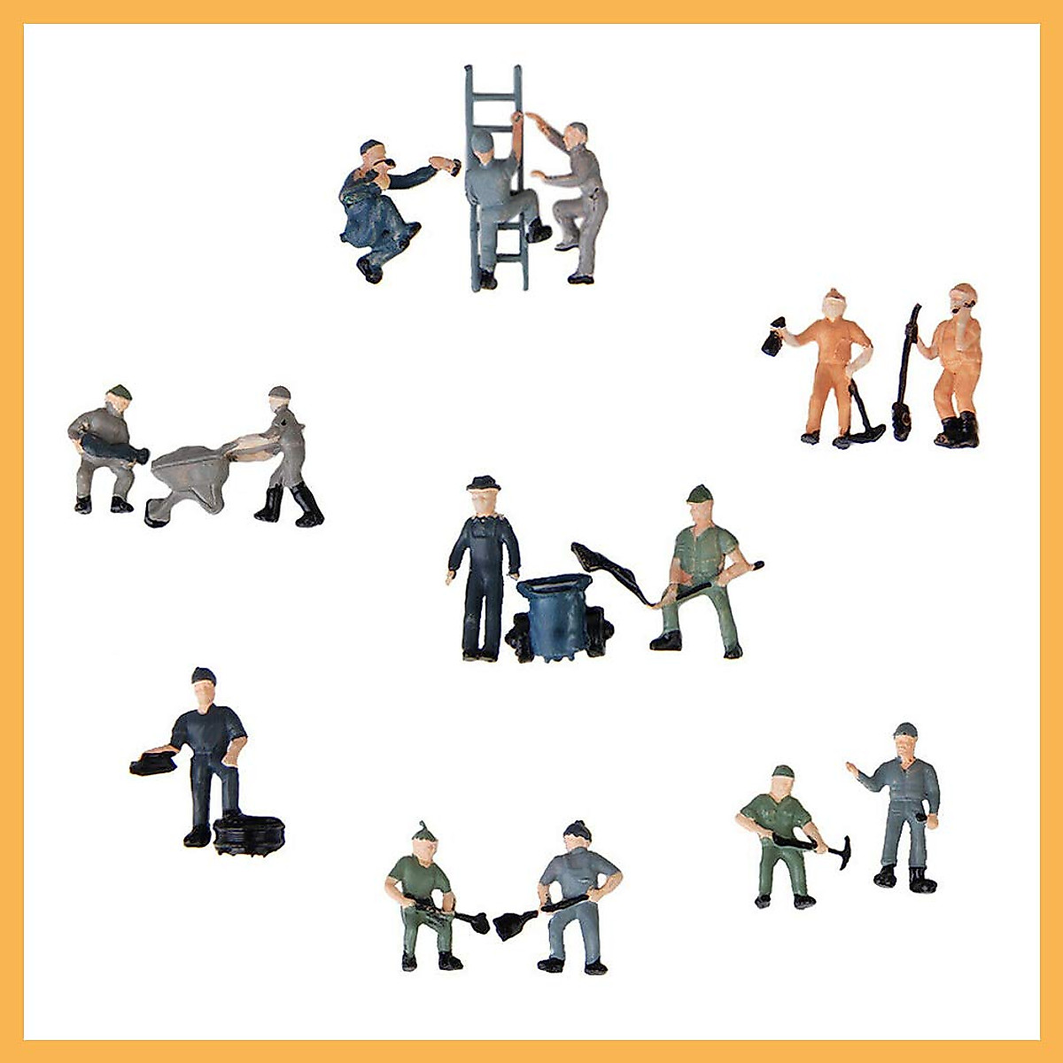 Acxico 25pcs Simulation Train Track Railroad Worker Model People Figures with Tools 1:87 HO Scale for Miniature Scenes