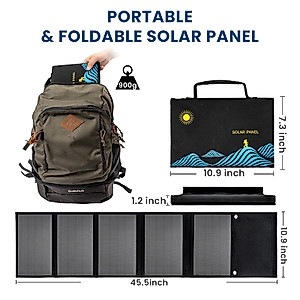Solar Panel, HAMOPY 40W Portable Solar Panel Charger with Dual USB (5V/4A Overall) & DC (18V1.6A), IPX4 Waterproof Solar Charger for Camping, Compatible with iPhone 14/13/12/11/Xs,iPad,Samsung Galaxy