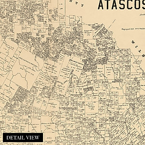 HISTORIX Vintage 1879 Atascosa County Texas Map - 16x16 Inch Vintage Map of Atascosa County Wall Art - Old Atascosa County Map Poster - History Map of Atascosa County TX Showing Land Ownership