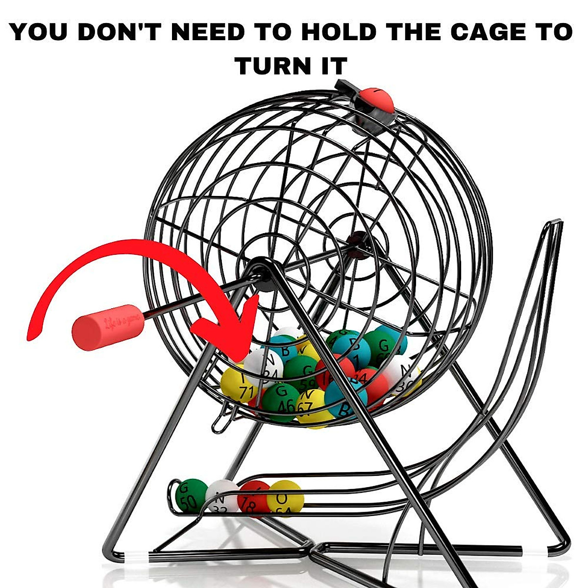 MR CHIPS 11" (Inch) Tall Professional Bingo Set with Steel Cage, Everlasting 7/8” Balls, 18 Cards and 1,300 Chips