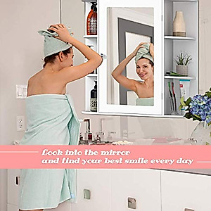 Casart Wall Mounted Bathroom Cabinet with Mirror, Single Door Medicine Cabinet with 4-Tier Inner Shelf