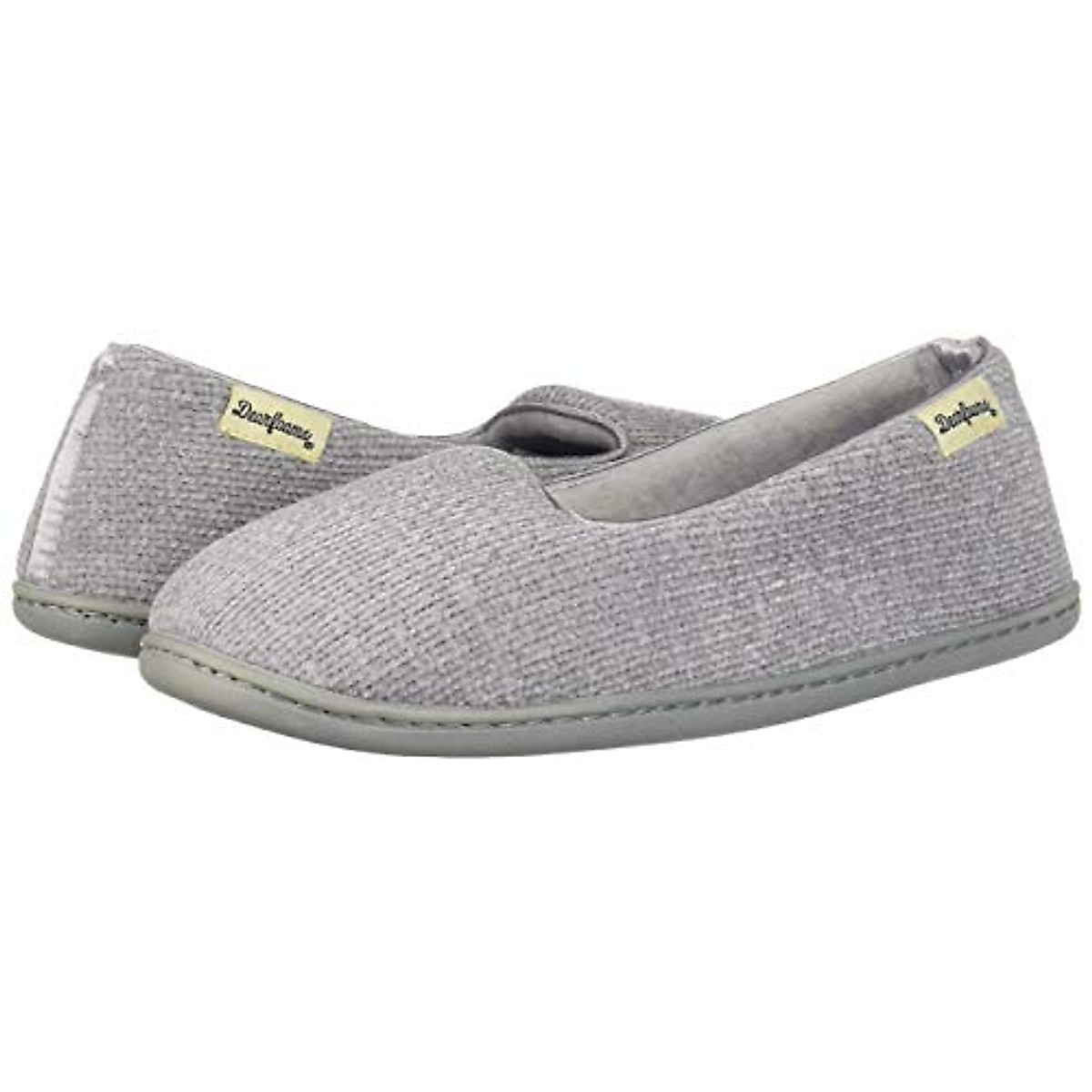 Dearfoams Women's Rebecca Lightweight Cozy Memory Foam Closed Back Slipper with Wide Widths, Sleet Chenille, 7-8