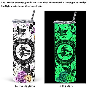 Tswofia 8 Pack Glow in the Dark Sublimation Tumblers 20 Oz Skinny Straight, Sublimation Blanks Tumbler Bulk Glow in the Dark, with Shrink Wrap Film Lid Straw Set, Individually Boxed