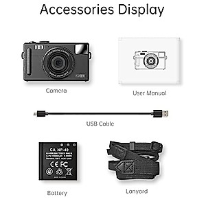 Camnoon 1080P Compact Digital Camera 48MP 3.0 Inch LCD Screen Auto Focus 16x Digital Zoom Anti Shake Smile Capture, Beauty Built-in Flash Battery Selfie Mirror Kids Teen Friends