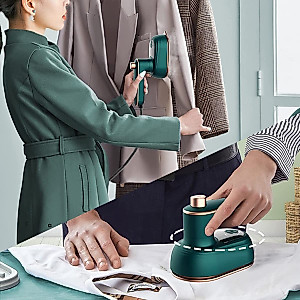 Mini Iron for Clothes, Portable Handheld Steam Iron - Handy Heat Press Small Iron - 360° Ironing Machine for Dry And Wet Ironing Support Dry And Wet Ironing for Home and Travel (Green)