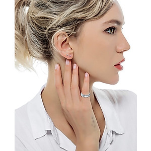 Tornito Stainless Steel Spinner Ring Engagement Wedding Band for Women Sand Blast Finish Step Edge Sleek 6MM