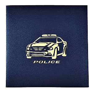 iGifts And Cards Police Car 3D Pop Up Greeting Card - Protect, Serve, Cruiser, Awesome, Wow, Half-Fold, Happy Birthday, Retirement, Congratulations, Police Academy Graduation, Thank You, Cop Promotion