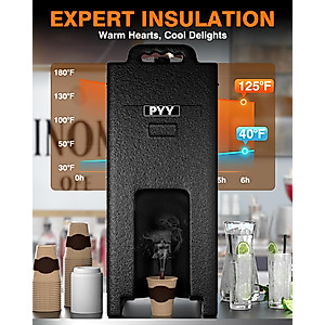 PYY Insulated Beverage Dispenser 5 Gallon - Hot and Cold Drink Container with Handles, Thermal Drink Dispenser Cooler Server carrier For Commercial Catering Black