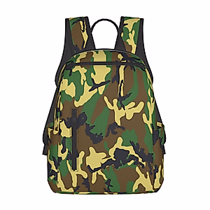 RIMENCH Lightweight Backpack For Basic Casual Daypack For Travel With Bottle Side Pockets (Army Camo Camouflage)