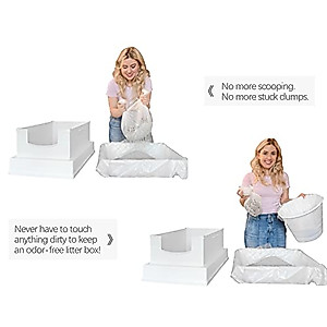 SpeedySift V2 Deluxe Cat Litter Box Starter Kit, Includes 56ct Disposable Sifting Liners, White