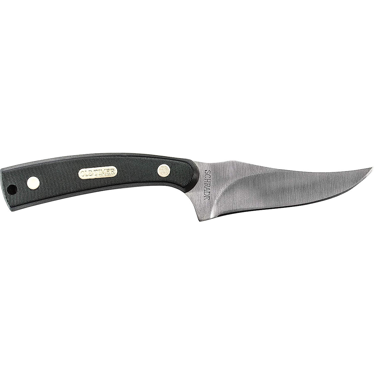 Old Timer 152OTCP Sharpfinger 7.1in S.S. Full Tang Fixed Blade Knife with 3.3in Clip Point Skinner Blade, Black Sawcut Handle, and Leather Belt Sheath for Hunting, Camping, Skinning, EDC, and Outdoor