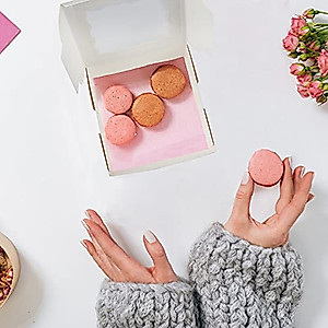 Colovis 30 Pcs White Bakery Boxes with Window, 6 X 6 X 3 Inches, White Paperboard Treat Boxes for Cookies, Pastry, Cookies, Strawberries, Macarons