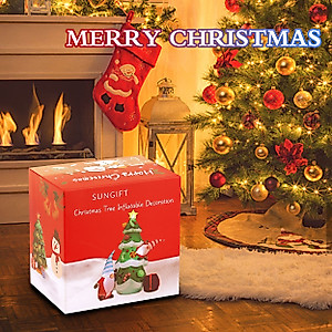 SUNGIFT Christmas Inflatable Tree, 7 FT Giant Lighted Christmas Blow Up Santa Claus with Gift Box for Indoor Outdoor Yard Garden Xmas Inflatables Party Decorations