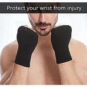 JUSDIQIR Palm Brace Wrist Support Sleeves (1 Pair), Everyday Use Wrist Brace, Compression Carpal Tunnel for Wrist Pain Relief, Fitness Gloves, Sports Glove, Wrist Brace for Men and Women (M, Black)