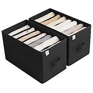 Coorganisers 2 PCS Sweater Wardrobe Clothes Organizer,Washable Clothes Organizer for Folded Clothes with PP Board Handle,7 Grids Closet Organizers and Storage Box for Jeans,Pants,Sweater,Jacket