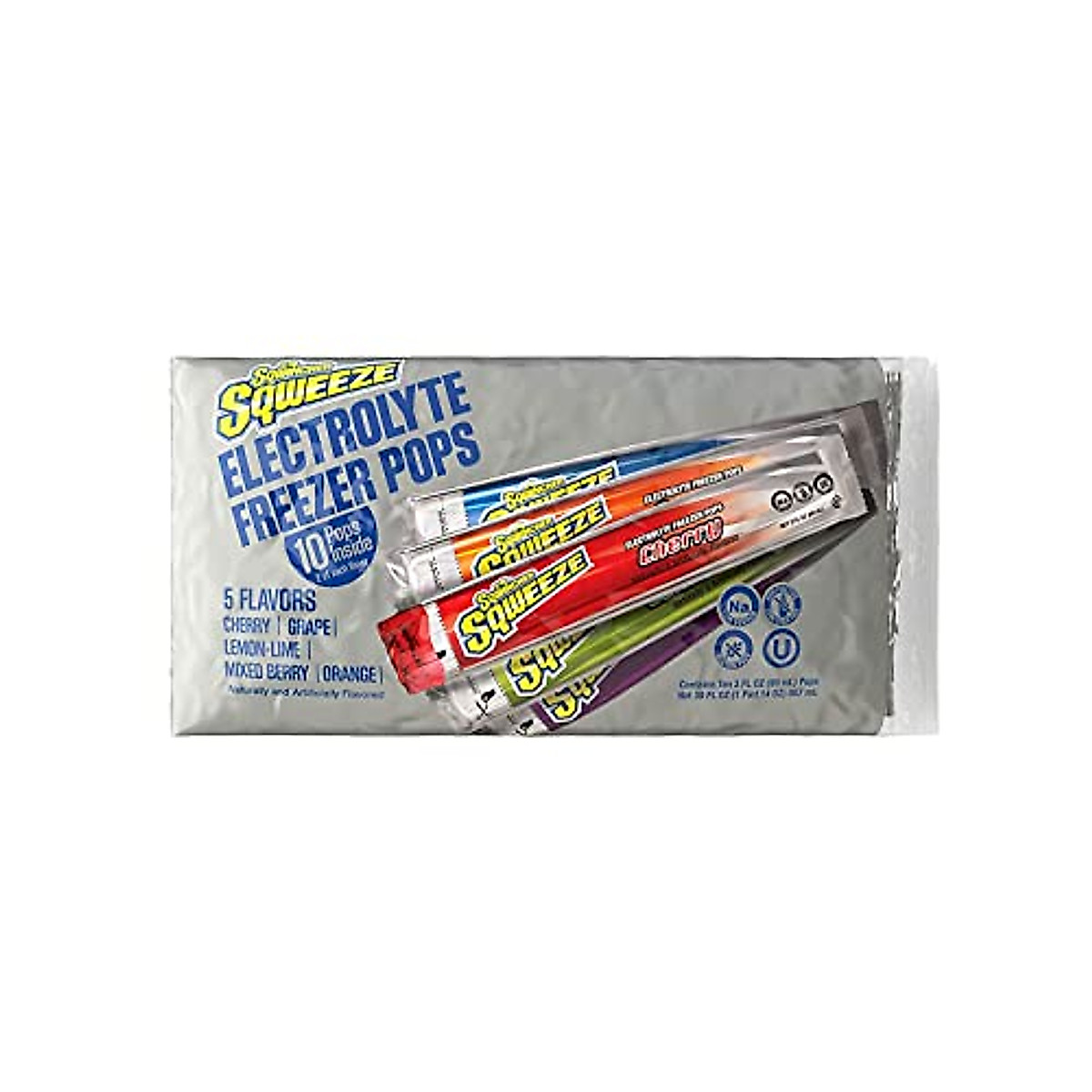Sqwincher Sqweeze Electrolyte Freezer Pops, Variety Pack, 10 Count (Pack of 5)