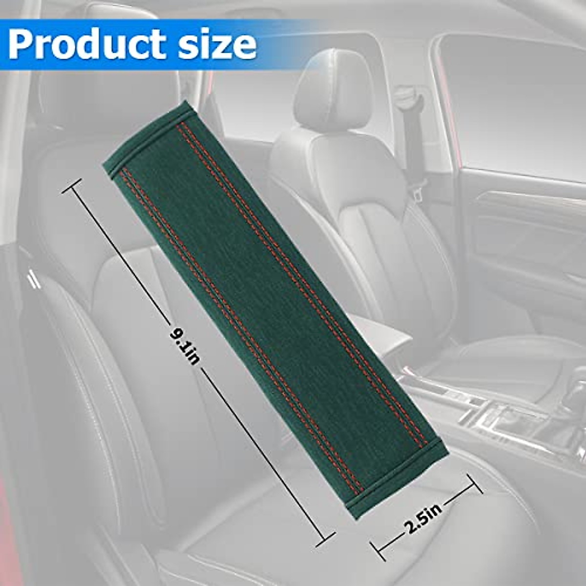 BELOMI 2PCS Car Seat Belt Cover, PU Leather Seatbelt Strap Covers, Breathable Soft Shoulder Pad Protector, Comfortable Protect Your Neck, Vehicle Accessories Universal for All Cars (Green/Red)