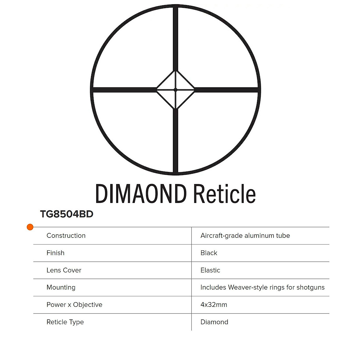 TRUGLO Compact 4x32mm Diamond Ballistic Reticle Black Riflescope (TG8504BD)