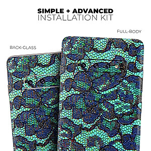 DesignSkinz Blue & Teal Lace Texture Protective Vinyl Decal Wrap Skin Cover Compatible with The Samsung Galaxy S20 (Screen Trim & Back Glass Skin)