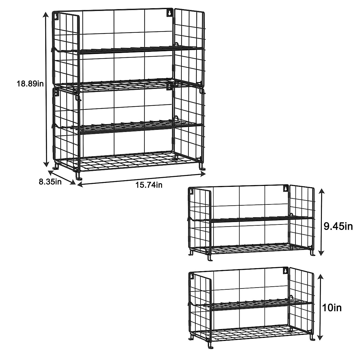 X-cosrack Adjustable Water Bottle Organizer,4-Tier Wall-Mounted Water Bottle Holder, Stackable Water Bottle Storage Rack for Kitchen Countertops,Pantry, Cabinet,Large(Patent No.:US D950,280 S)