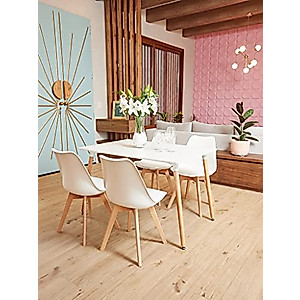 +gardenlife | Tulip Nordic Chair Design Armless Dining Plastic Chair | Set of 4 | White