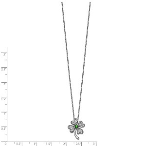 IceCarats 925 Sterling Silver Green Glass White Cubic Zirconia CZ 4 Leaf Lucky Clover Shamrock Flower Necklace 15 inch Chain