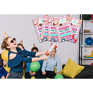 JUSITAKEET Donut Birthday Party Invitations, Doughnut Party Invitations, Teenagers Party Decorations, Favors for Kids Birthday - 20 Cards with Envelopes (008)