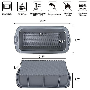 Anxbbo 3 Pack Silicone Bread Loaf Pans No-Stick Large Loaf Pan Set, Flexible Silicone Baking Molds for Bread, Cake, Meatloaf, BPA Free and Dishwasher Safe (3 Pack (9.8''L x 4.7''W x 2.7''H))