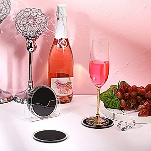 6 Pieces Acrylic Drink Coasters with Holder Round Cup Holder Coasters Tabletop Acrylic Coasters Anti-Slip Cup Holders for Housewarming Tabletop Protection Room Bar Party Decor