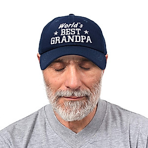 DALIX Worlds Best Grandpa Dad Hat Grandfather Gift Cotton Cap in Navy Blue