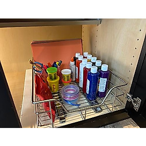 Deep Pull Out Cabinet Organizer 13.6" Wide x 17" Deep - Premium Kitchen Cabinet Pull Out Shelves for Cabinets - Slide Out Bottom Mounted Pantry Shelves and Cabinet Drawers - Easy Installation