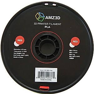 1.75mm Red PLA 3D Printer Filament - 1kg Spool (2.2 lbs) - Dimensional Accuracy +/- 0.03mm