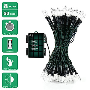 Koxly 18ft Battery Operated String Lights,Outdoor String Lights Christmas Lights 50 Led String Lights with Remote Timer Waterproof for Indoor Outdoor Garden Party Christmas Decoration, Warm White