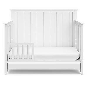 STORKCRAFT Forrest 5-in-1 Convertible Crib with Drawer (White) – GREENGUARD Gold Certified, Crib with Drawer Combo, Full-Size Nursery Storage Drawer, Converts to Toddler Bed, Daybed and Full-Size Bed