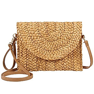 Oweisong Straw Purses for Women Summer Beach Straw s Clutch Purses Crossbody Bag Handmade Women Envelope Handbag Wallet
